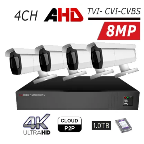 מערכת 4 מצלמות אבטחה צינור AHD 4K 8MP - עולם הטכנולוגיה והחשמל